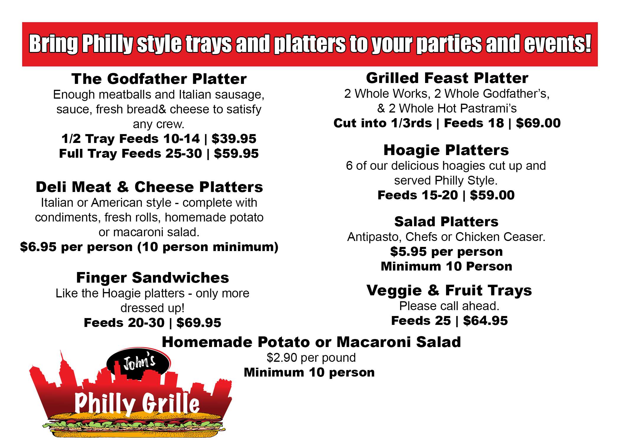 Menu - John's Philly Grille